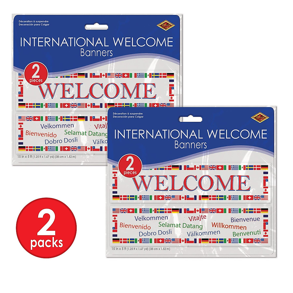 Beistle , 4 Piece International Welcome Banners, 15'' x 5'