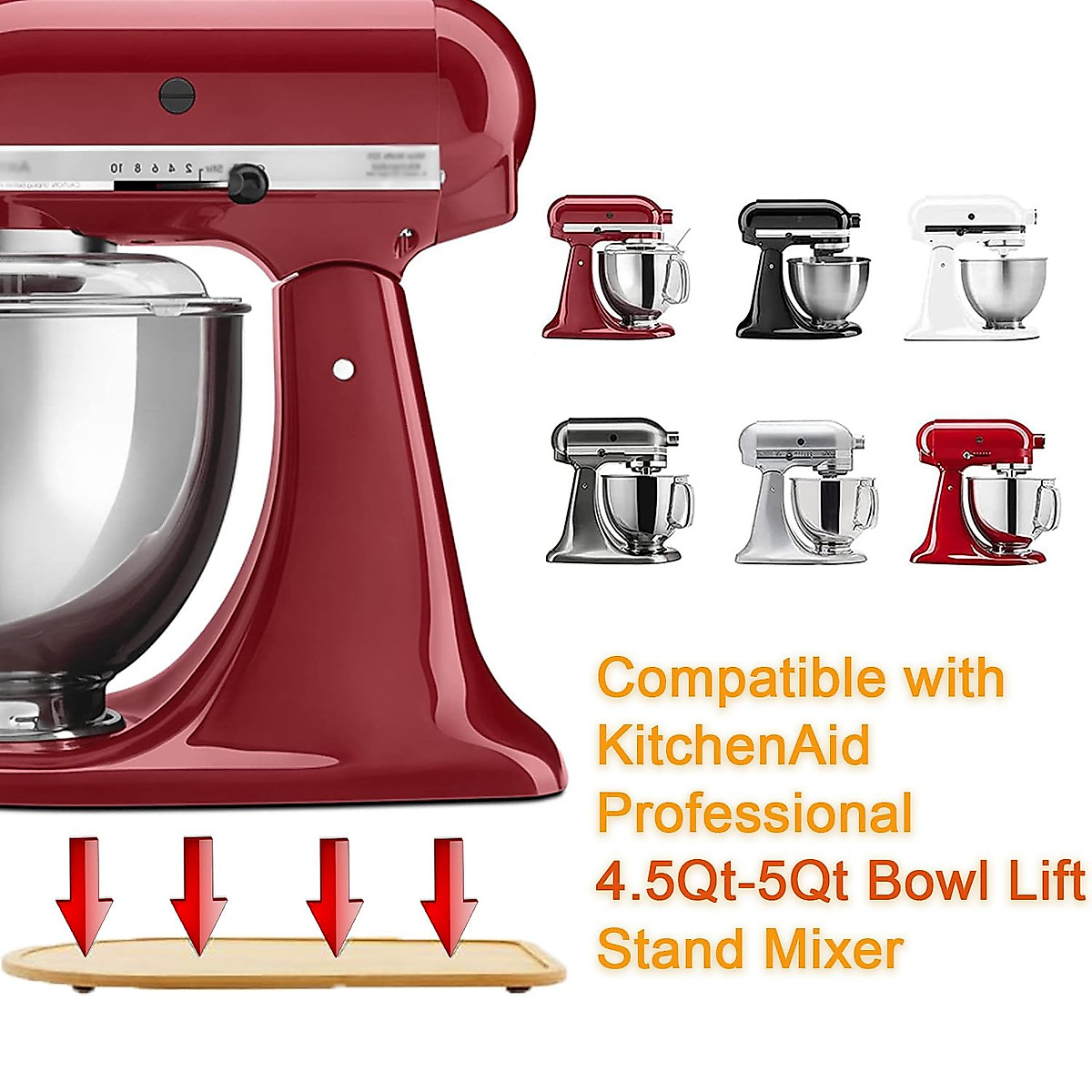 Bamboo Mixer Slider Mat for Kitchen Aid Stand Mixer 4.5-5 Qt, Countertop Mixers Accessories and Attachments, Mixer Mover Sliding Tray Pad for Kitchen Appliances