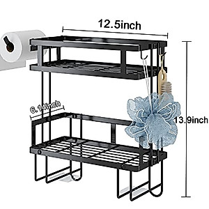 CD HOME Over The Toilet Storage, Bathroom Organizer Shelves,No Drilling Space Saver Organizer Rack for Paper Towels Shampoo(Black, 2-Tier)