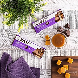 Quest Nutrition Caramel Chocolate Chunk Protein Bar, 20g Protein, 1g Sugar, 4g Net Carbs, Gluten Free, Keto Friendly, 12 Count