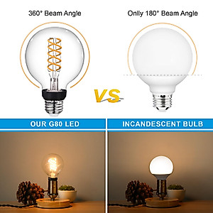 MYEMITTING 4 Pack G25/G80 Globe LED Light Bulbs, 6W Dimmable 60 Watt Equivalent LED Edison Bulbs, Warm White 2700K, 600LM, E26 Base, Clear Glass Edison LED Bulbs for Vanity Mirror Bathroom Bedroom