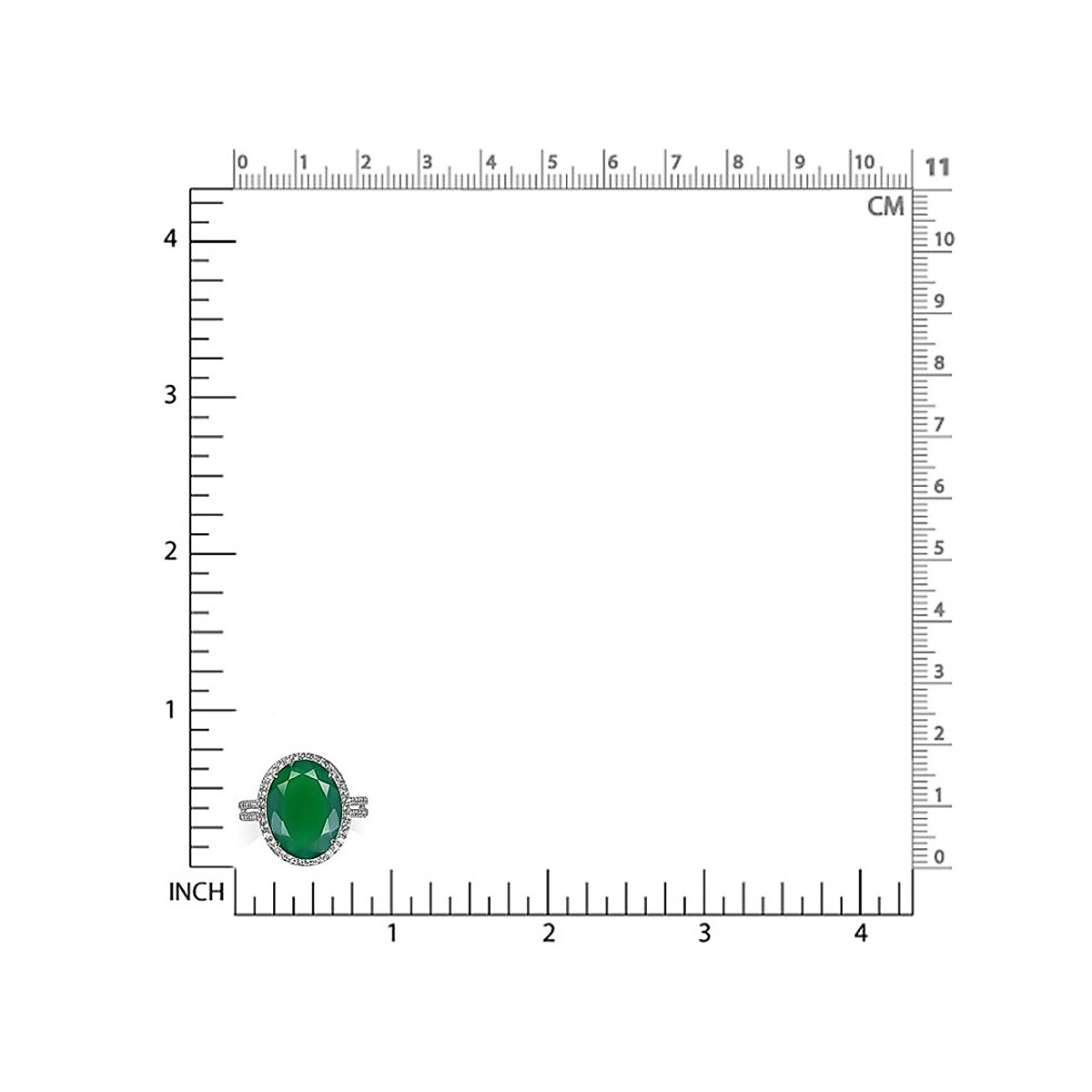 Silvershake Huge 7.78ct. Natural Emerald Green Agate and Topaz White Gold Plated 925 Sterling Silver Ring Size 9