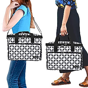Knitting Bag, Yarn Tote Organizer with Cover and Ajustable Inner Divider for Crochet Hooks, Knitting Needles(up to 14”), Yarn Storage Bag for Carrying Projects and Supplies(No Accessories Included)
