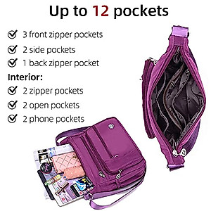 Waterproof Nylon Shoulder Crossbody Bags - Handbag Zipper Pocket Tote Bag Purses Satchel for Ladies Women Girls (Small bag-blue)