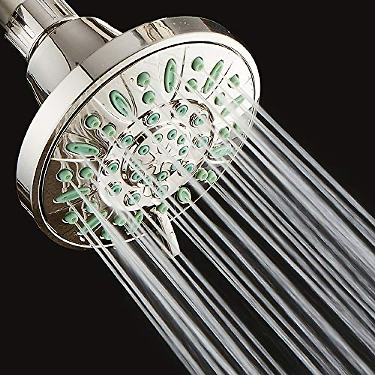 AquaDance Antimicrobial/Anti-Clog High-Pressure 6-setting Shower Head, Microban Nozzle Protection from Growth of Mold, Mildew & Bacteria for Stronger Shower! (Brushed Nickel Finish/Coral Green Jets)