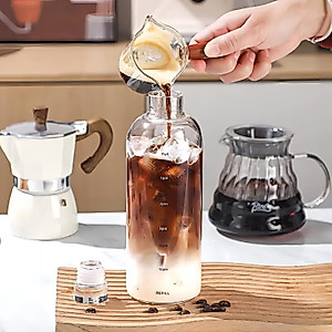 JZSMY Glass Ins Creative Girls Water Bottle Glass Cups High Sense Japanese Style Drinking Bottle Glass Scale Cups Milk Juice Cute Water Bottle with Time Scale (1Pcs 750ml Transparent)