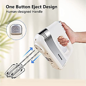 Hand Mixer Electric, REDMOND Hand Held Mixer with Turbo Function, Stainless Steel 5-Speed Kitchen Mixer for Whipping, Mixing Cookies, Cakes, Dough Batters, Cream