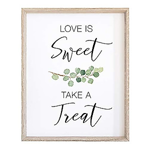 2 City Geese Love is Sweet Take a Treat Sign for Wedding Reception | Watercolor Eucalyptus Greenery On Textured Thick Cardstock Paper | (1) 8x10 Wedding Reception Decoration Sign