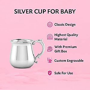 Krysaliis Sterling Silver Traditional Bulge Victorian Cup - Elegant Engravable Personalized Cup Keepsake Gift - Made with Solid 925 Sterling Silver Material - Packaged in a premium gift box