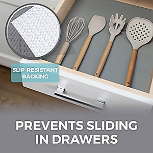 Home Genie Slip Resistant Removable Smooth Durable Drawer and Shelf Liner, Non Adhesive, Roll, Décor Kitchen Cabinet Shelves Liners, Stain Protection, Drawers, Desks, 12 Inch x 10 FT, Slate Gray