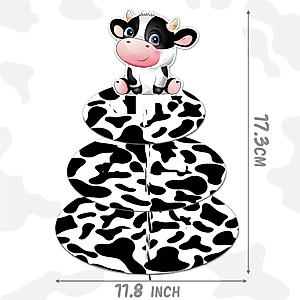 Farm Animal Cow Print Cupcake Stand Cow Party Decoration 3-Tier Cow Cupcake Holder Cardboard Cupcake Stand Cow Themed Party Decoration for Baby Shower Birthday Party Supplies