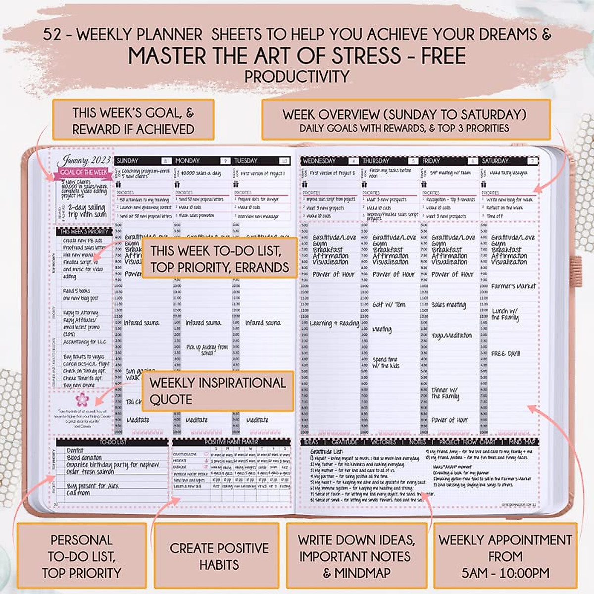 Academic Planner 2024-2025 - Dated July 2024-2025 Academic Planner, Weekly & Monthly Life Planner to Increase Productivity & Happiness, Daily Manifestation Journal, College Student, Work, Goal Journal