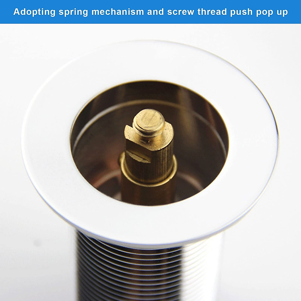 2 x Basin Sink Clicker Pop Up Bolt Basin Bath Sink Drain Click Clack Plug Bolt Spring Brass Push Spring Plug for Most Sink Tub Basin Drain Stopper
