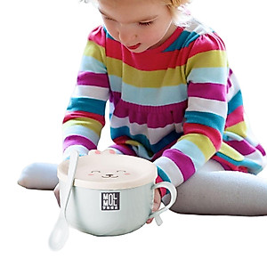 Noodle Bowl, Rabbit Stainless Steel Bowl Cartoon, Rabbit Bowl Double-layer Insulated Cutlery Large Capacity Pancake Omelette Shaper for Pho, Noodle, Udon Swan-us