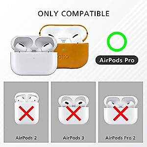 Alto Protective Leather Case Cover for Airpods Pro Charging Case, Italian Aniline Leather Accessories for Apple Airpods Pro Men Women, Supports Wireless Charging Front LED Visible (Caramel Brown)