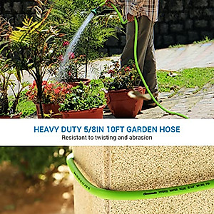DEWENWILS Garden Hose 10 ft x 5/8", Water Hose with Swivel Handle, Heavy Duty, Lightweight, Flexible Hose for Plants, Car, Yard, 3/4 Inch Solid Fittings, Drinking Water Safe