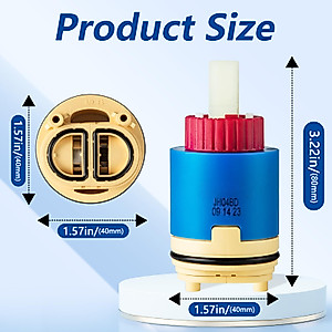 Vayolli JH04BD Ceramic Pressure Balance Cartridge, JH04BD Shower Cartridge Replacement, Compatible with FC9AC010 Ceramic Plastic Faucet Cartridge, for Tub and Shower Faucet