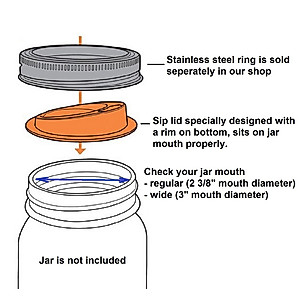 THINKCHANCES Reusable Food Grade and BPA Free Silicone Circulr Straw Hole Coffee Juice Drinking Sip Lid for Mason, Ball, Canning Jars (Wide Mouth, Grey) 6 Pack
