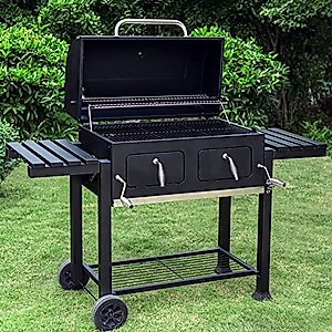 Sophia & William Heavy-duty Charcoal BBQ Grills Extra Large Outdoor Barbecue Grill with 794 SQ.IN. Cooking Area, Dual-Zone Individual & Adjustable Charcoal Tray and Foldable Side Table, Black