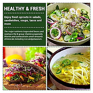 Sprouting lids, Plastic Sprout Lid with Stainless Steel Screen for Wide Mouth Mason Jars, Germination Kit Sprouter Sprout Maker with Stand Water Tray Grow Bean Sprouts, Broccoli Seeds, Alfalfa, Salad