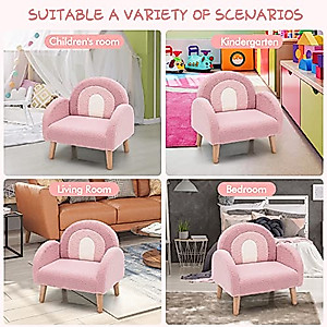 INFANS Kids Sofa, Toddler Armchair with Solid Wooden Frame Anti-Tipping Design Plush Fabric, Upholstered Children Chair for Kindergarten Playroom Preschool, Gift for Boys Girls, Toddler Couch
