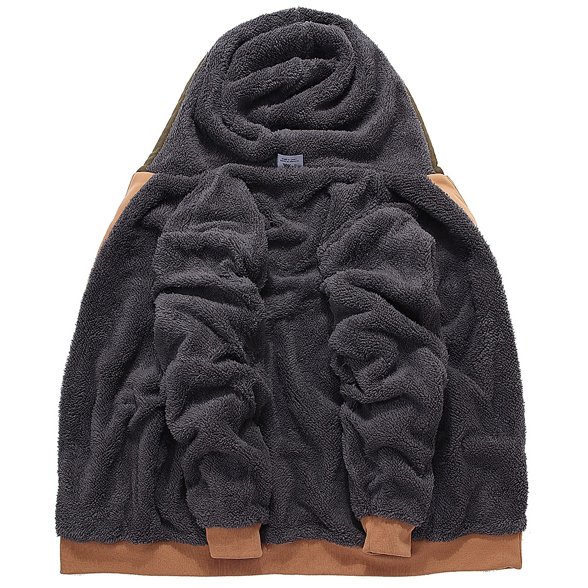 GEEK LIGHTING Hoodies for Men Heavyweight Fleece Sweatshirt - Full Zip Up Thick Sherpa Lined, green Black KhakiL