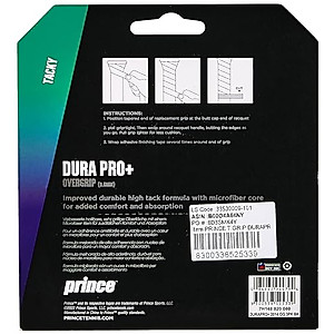 Prince Overgrip Dura Pro Plus Set of 3 Grips, Overgrip Dura Pro Plus 3er, Black, Standard
