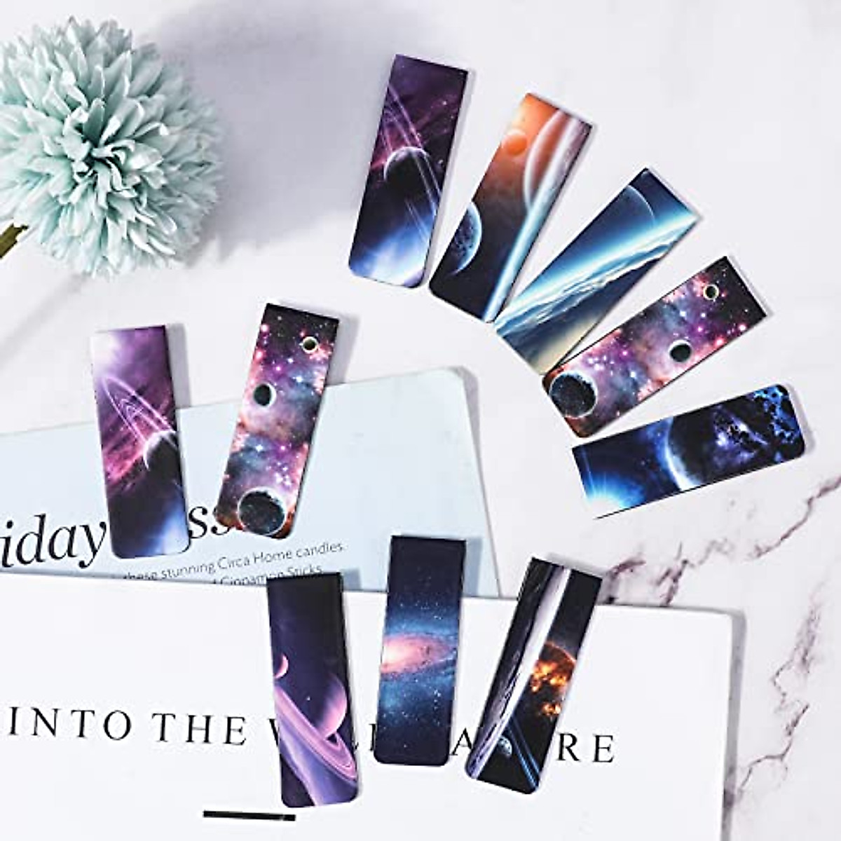 MWOOT 30Pcs Magnetic Bookmarks, Starry Sky Magnet Page Markers Kit, Universe Magnetic Page Clips Bookmark for Kids Students Book Lovers School Office Reading Supplies (15 Styles, 6x2CM)