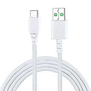HUYUN USB C to USB Data Charging Cord Compatible for Razer Viper V2 Pro/DeathAdder V3 Pro/Basilisk V3 Pro Wireless Gaming Mouse Adapter (White)