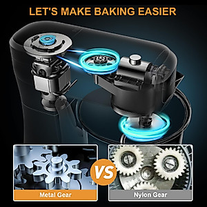 NEWSETS 7.4 QT Stand Mixer, Household Stand Mixer 600W Electric Mixers with Stainless Bowl Hook Whisk Beater and Splash Guard, Fast 6-Speed Tilt-Head Food Mixers for Baking, Cakes, Pastry Easily