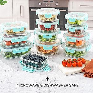 JoyJolt 24pc Fluted Glass Storage Containers with Lids. 12 Airtight, Freezer Safe Food Storage Containers, Pantry Kitchen Storage Containers, Glass Meal Prep Containers for Lunch