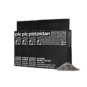 pidan Tofu Cat Litter Flushable Mixed Litter with Activated Carbon Bentonite, Odor Free Absorbent, Fast Drying, Selected Quality Pea Dregs, Solubility in Water, Vacuum Package(6L-5.3lb/Bag, 4bag)