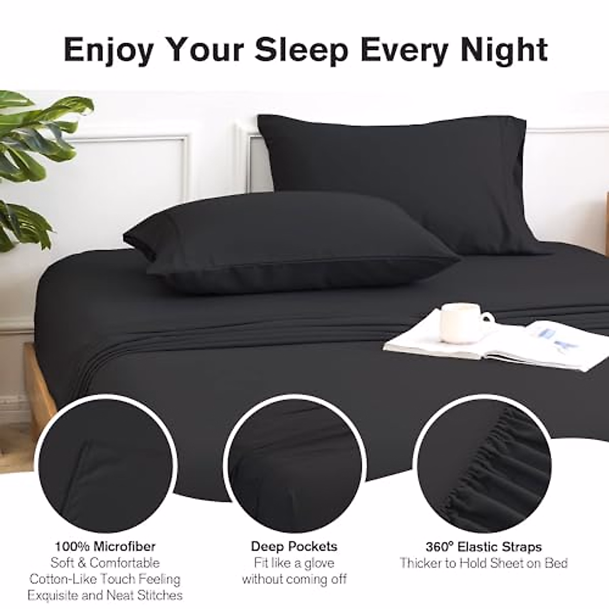 KeoWin 18 Inch Full Sheets Deep Pocket,Cooling Sheets Queen Deep Pockets,Microfiber Sheet Set Deep Pocket,Lightweight Soft & Wrinkle Free