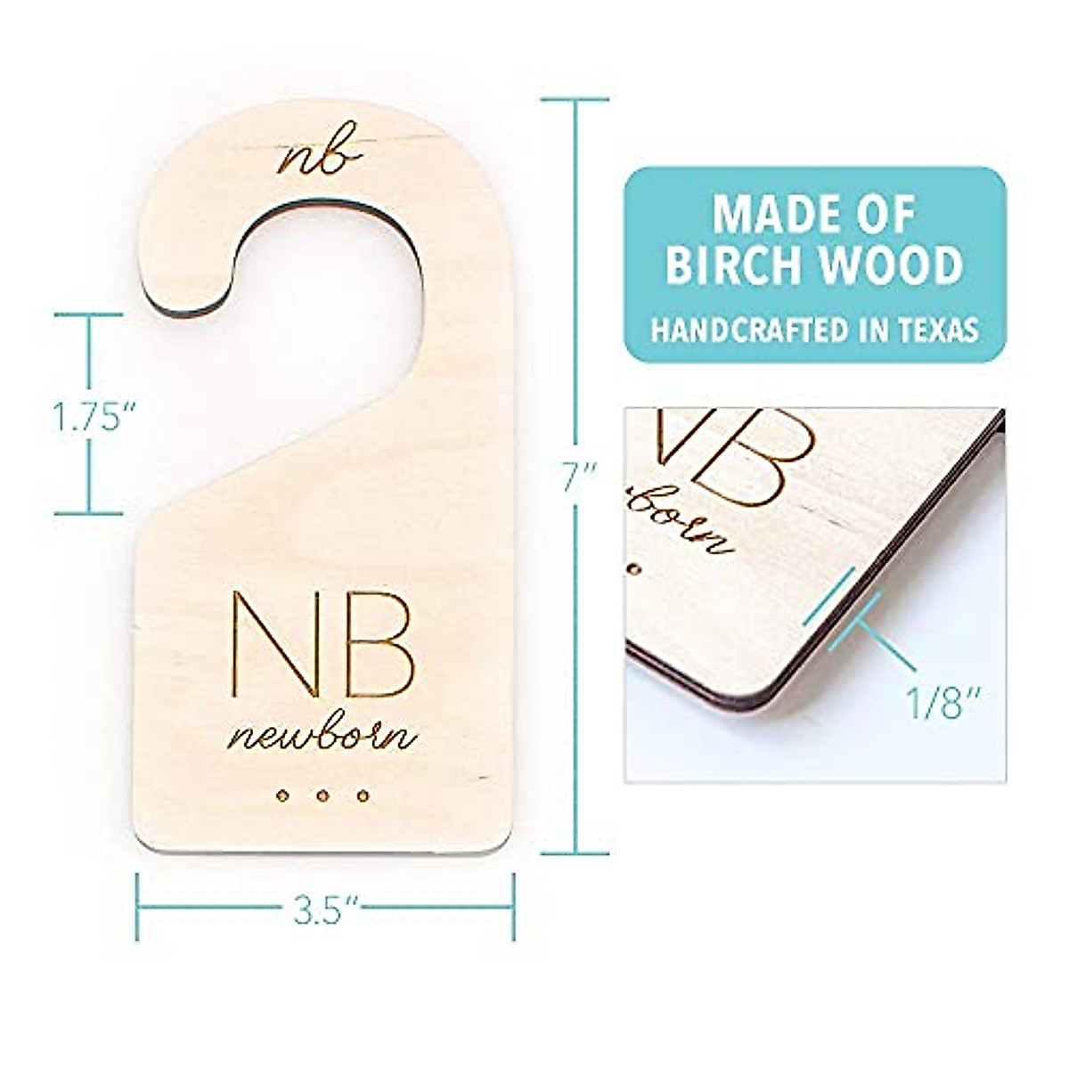 White Loft Baby Closet Size Dividers Toddler Closet Organizer – & Durable Birch Baby Closet Dividers from Newborn to 5 Years – Timeless Etched Design for Any Nursery Decor (Set of 11)