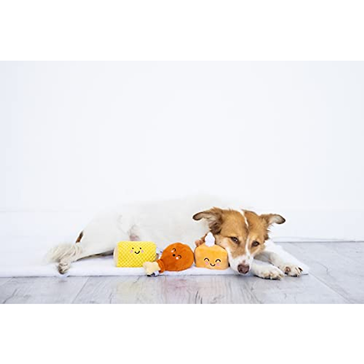 Pearhead Thanksgiving Dinner Dog Toys, Set of 3, Plush Dog Toys, Squeaky Dog Toy, Fall Pet Toys