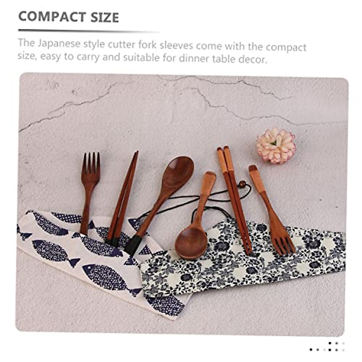 Homoyoyo 8pcs Cutlery Storage Bag Spoon Pouch Spoon Carrying Case Japanese Tableware Bags Outdoor Tableware Pouch House Fan Flatware Bag Travel Storage Bags Portable Linen