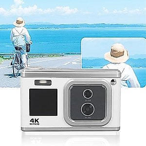 4K Digital Camera, C22 HD Dual Camera & Dual Screen Point and Shoot Camera 16X Zoom, 50MP+30MP Auto Focus Anti Shake Video Camera, Built in Flash, Selfie Preview, Multi Filters