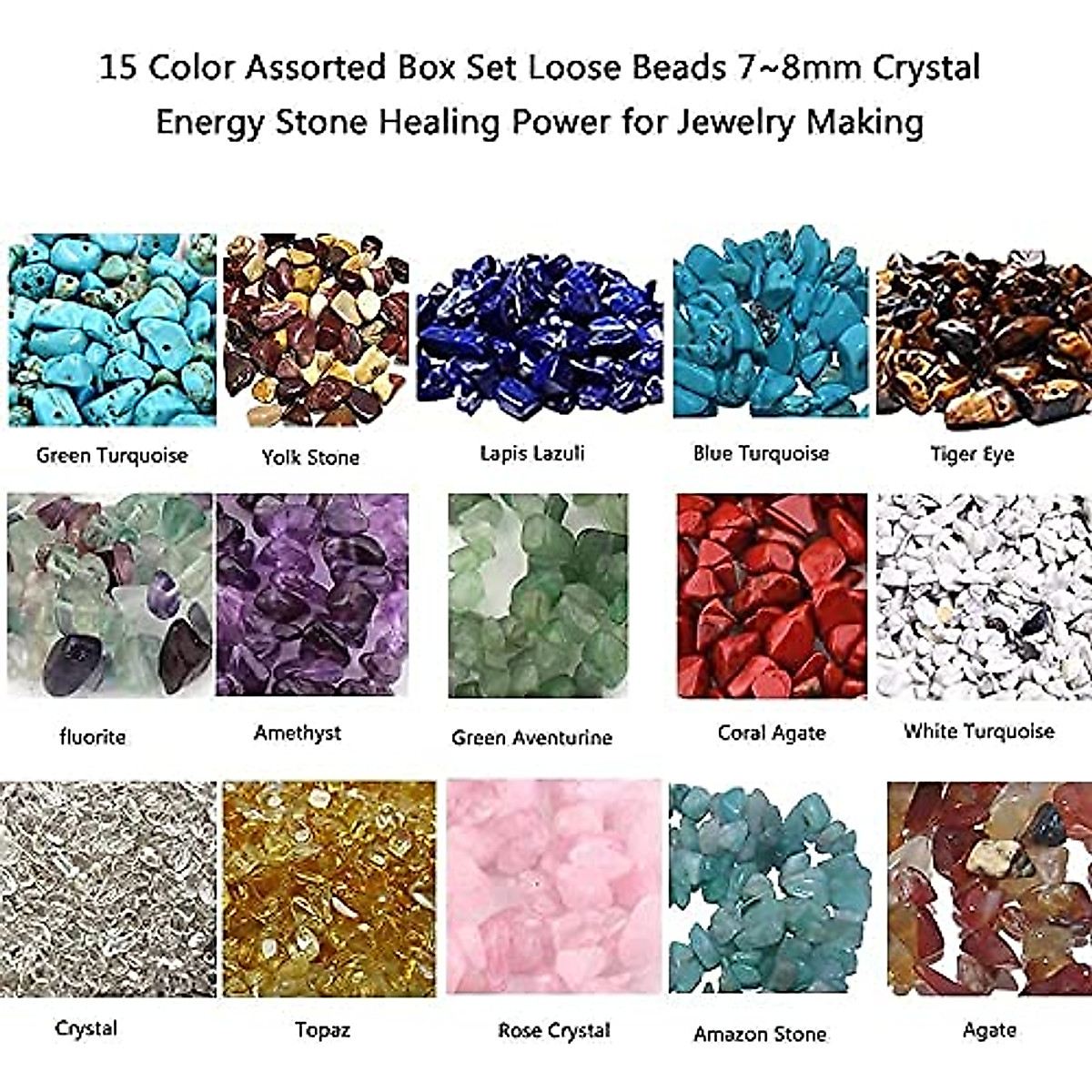 Topwon Gemstone Beads for Jewelry Making Kit 750 Pcs Natural Crystal Irregular Chips Stone Beads DIY Necklace Bracelet Making Gift Set