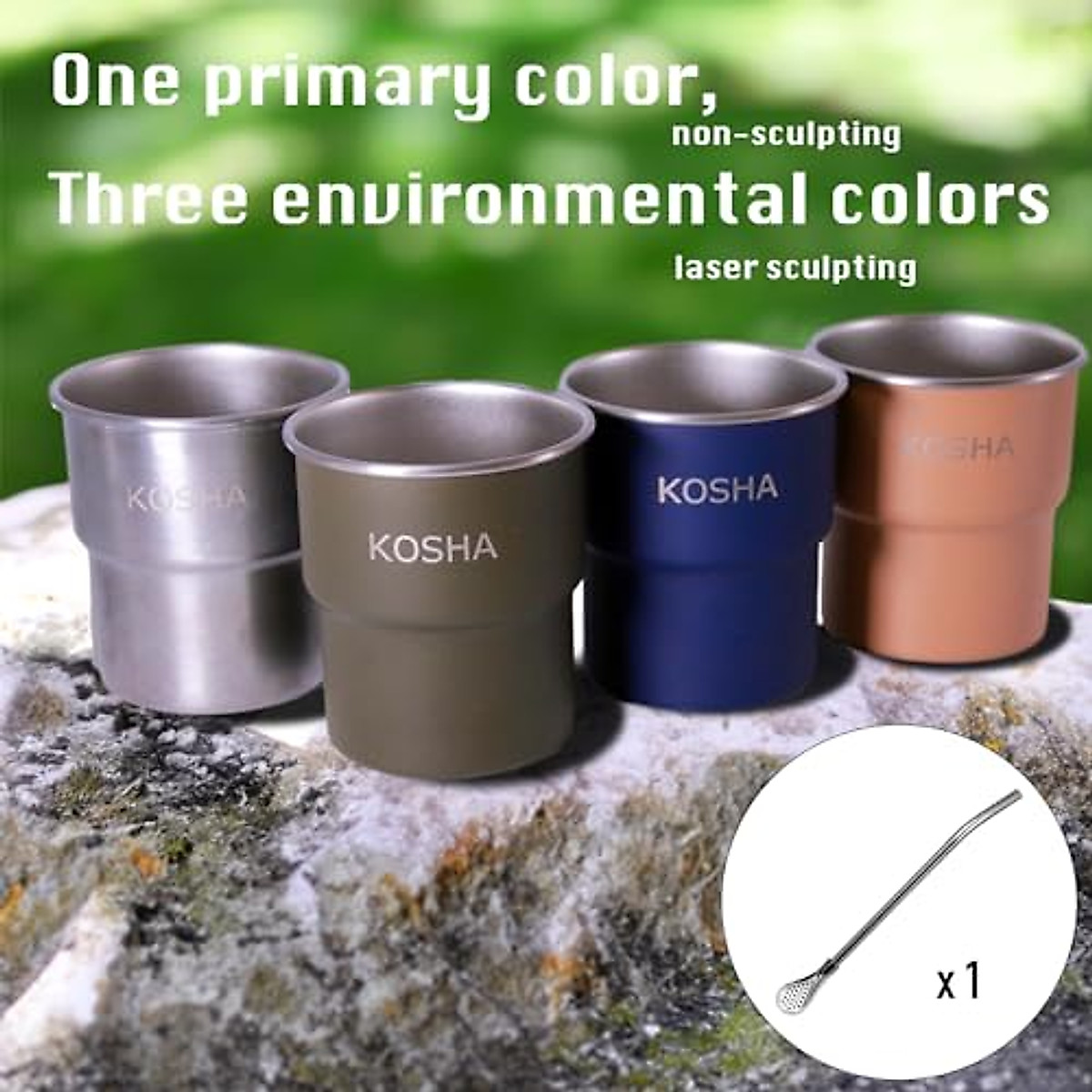 KOSHA 4 Pack Stainless Steel Cups 11 oz Pint Cup Tumbler Metal Cups for Drinking Shatterproof Cup Tumblers Unbreakable Metal Drinking Glasses for Home Travel Outdoor Camping