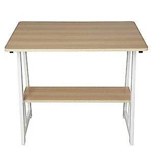 ZHOU2# Desktop Computer Desk with Storage Rack, Home Office Study Writing Table Computer Gaming Table Bedroom Laptop Study Table, Student Bookcase Study Reading Writing Desk PC Laptop Table (Yellow)