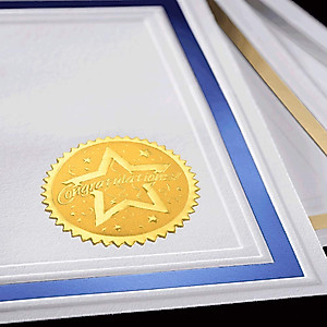 PaperDirect Congratulations 5-Point Star Embossed Gold Foil Certificate Seals, 2 Inch, Self Adhesive, 100 Count, Embossed Seals for Certificates, Achievement Award Stickers for School, Work, Diploma