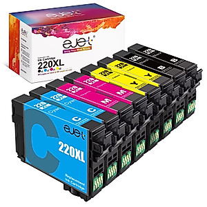 T220 220XL Ink High Capacity Black & Color Cartridge ejet Remanufactured Replacement for Epson 220XL Ink Cartridges 220XL for WF-2760 WF-2750 WF-2650 XP-320 XP-420(2 Black, 2 Cyan, 2 Magenta, 2Yellow)