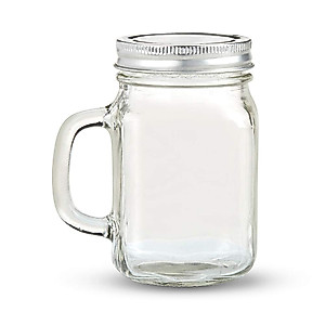 Kate Aspen Large Glass Jars with Lids and Handles, Mason Jars Mugs, Drinking Glass and DIY Favor Decor, Wide Mouth, 12 oz. (1)