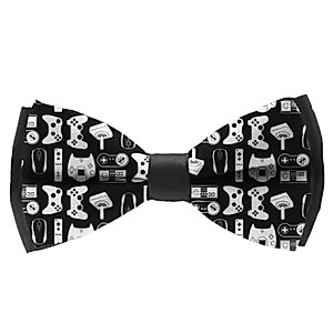 L Wright-King Mens Classic Pre Tied Satin Formal Tuxedo Bowtie Adjustable Black Video Game