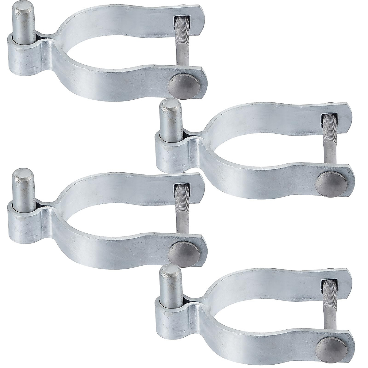 Hicarer 4 Pcs Chain Link Post Gate Hinge 3"[2 7/8" OD] x 5/8" Galvanized Steel Chain Link Fence Gate Post Hinge with Bolt and Nuts Parts Heavy Duty Fence Hardware for Outside