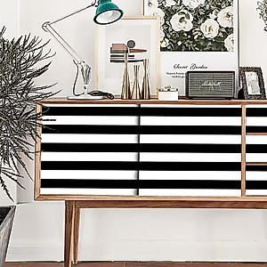 Amiya Wallpaper Peel and Stick Black and White Striped Wallpaper Stick Wallpaper Geometric Wallpaper Peel and Stick Easy to Clean DIY Home Decoration 17.3'' x 120'' Roll Contemporary Design