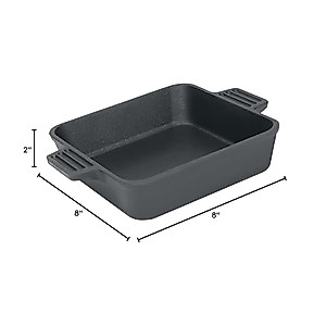Bayou Classic 7472 8-in Cast Iron Square Cake Pan Ideal For Baking Cornbread Biscuits Cobbler and Deep Dish Pizza