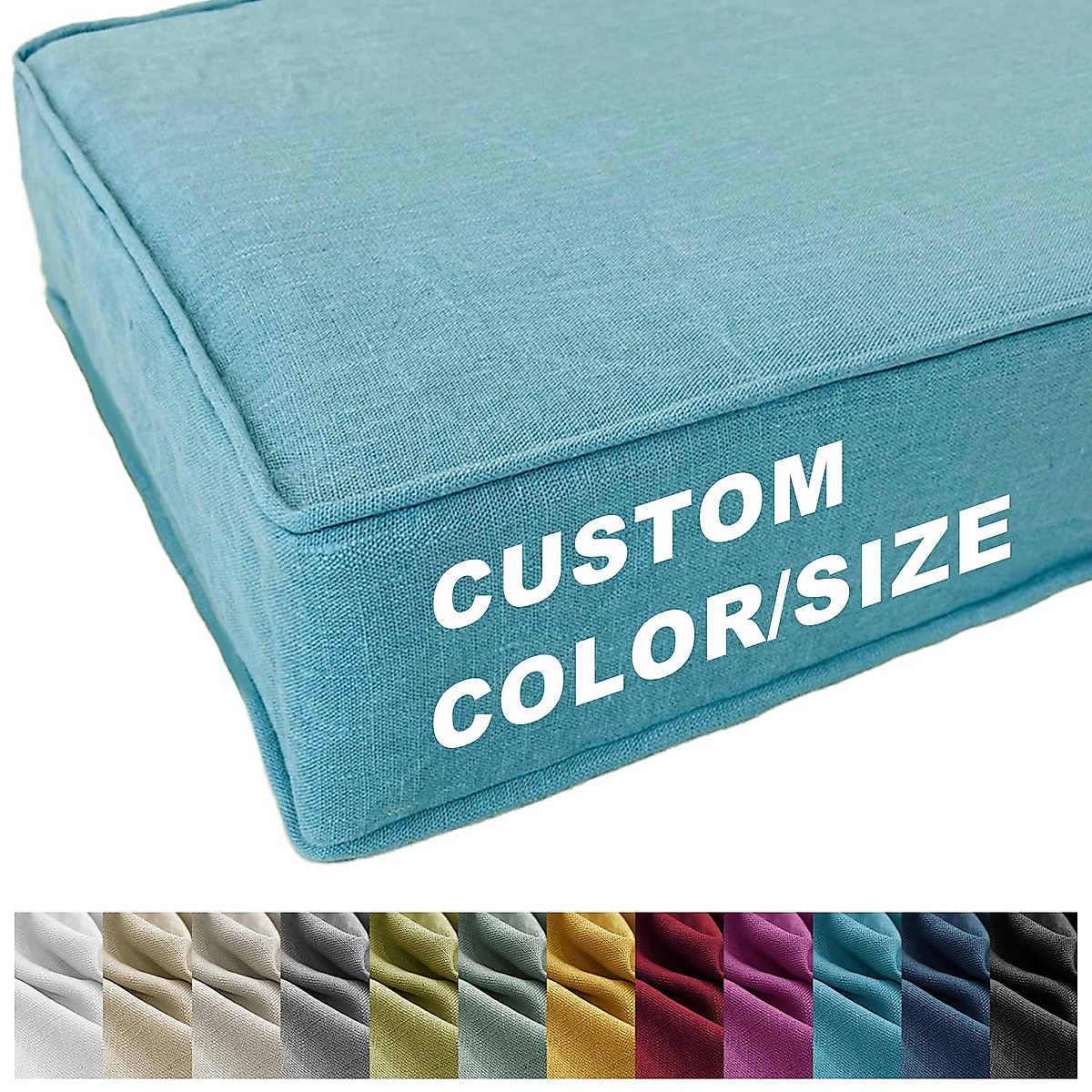 FRZVXCW Custom Bench Cushion, Indoor Furniture Window Seat Cushion with Non-Slip Bottom, Bench Cushions Custom Size, Bench Pad Cushion, Custom Outdoor Cushions, Optional Waterproof Addition Piping