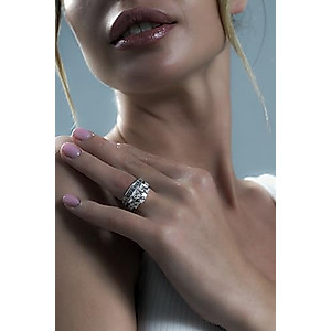 2 Carat .925 Sterling Silver Radiant Cut Cubic Zirconia CZ Women's Engagement Ring Set Sizes 4 to 11