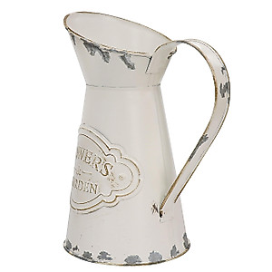 Soyizom Galvanized Metal Pitcher Farmhouse Decor Jugs White Pitcher Vases Flower Jugs Vase Shabby Chic Decor Water Can Milk Jug Rustic Decorations for Home Christmas Wedding,White-Jug/8.9”H-Small
